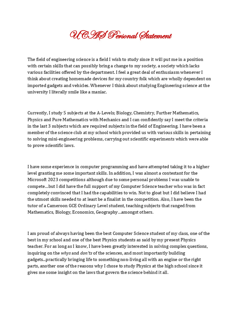 UCAS Personal Statement Final | PDF | Science | Physics