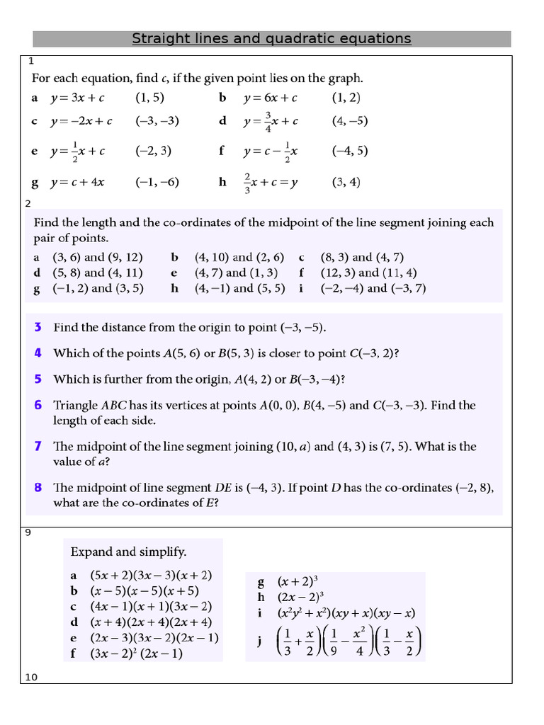 Straight lines and quadratic equation-2 | PDF