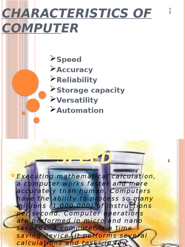 CHARACTERISTICS OF COMPUTER | PDF | Input/Output | Computer Data Storage