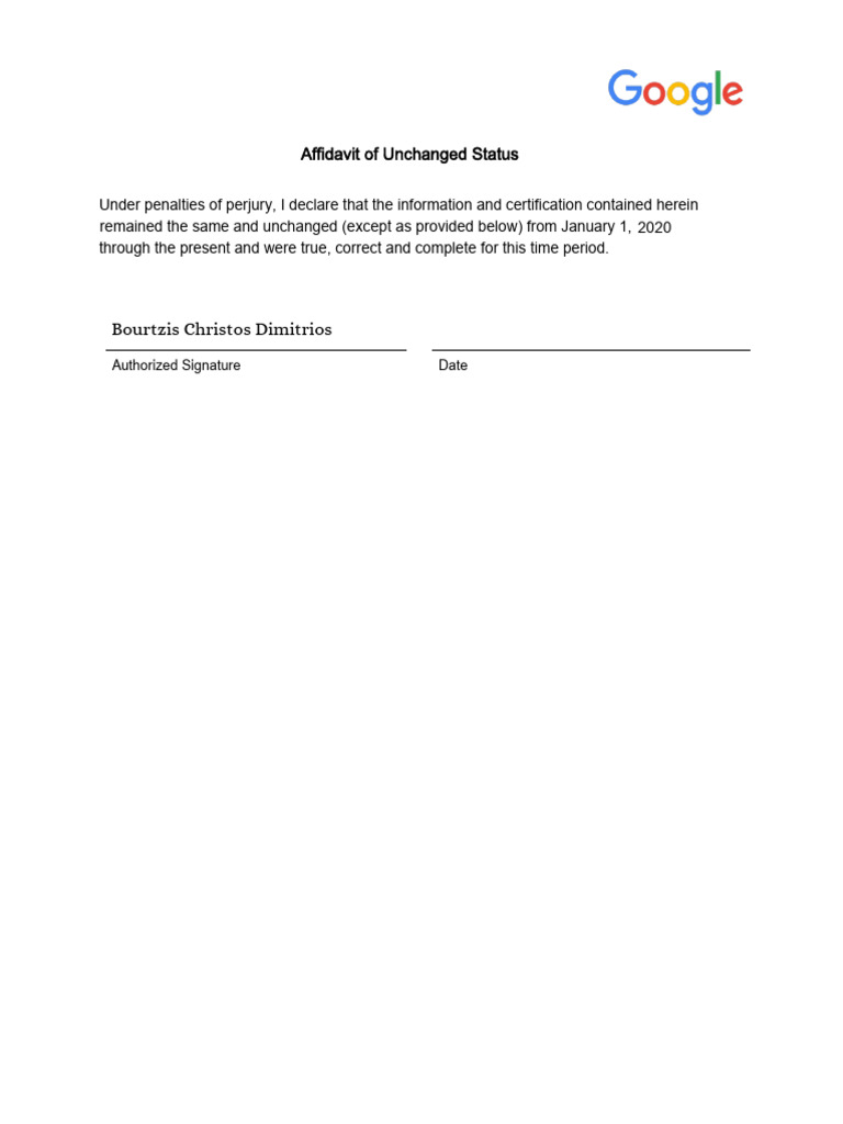 Affidavit of Unchanged Status | PDF