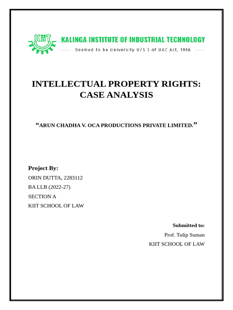 Ipr Case Analysis_orin | PDF | Copyright Law Of The United States ...