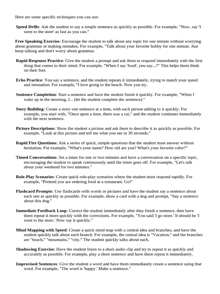 Speed up the fluency | PDF | Human Communication