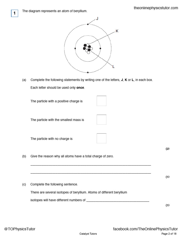 GCSE - AQA - Atoms and Isotopes - QP | PDF | Atomic Nucleus | Atoms