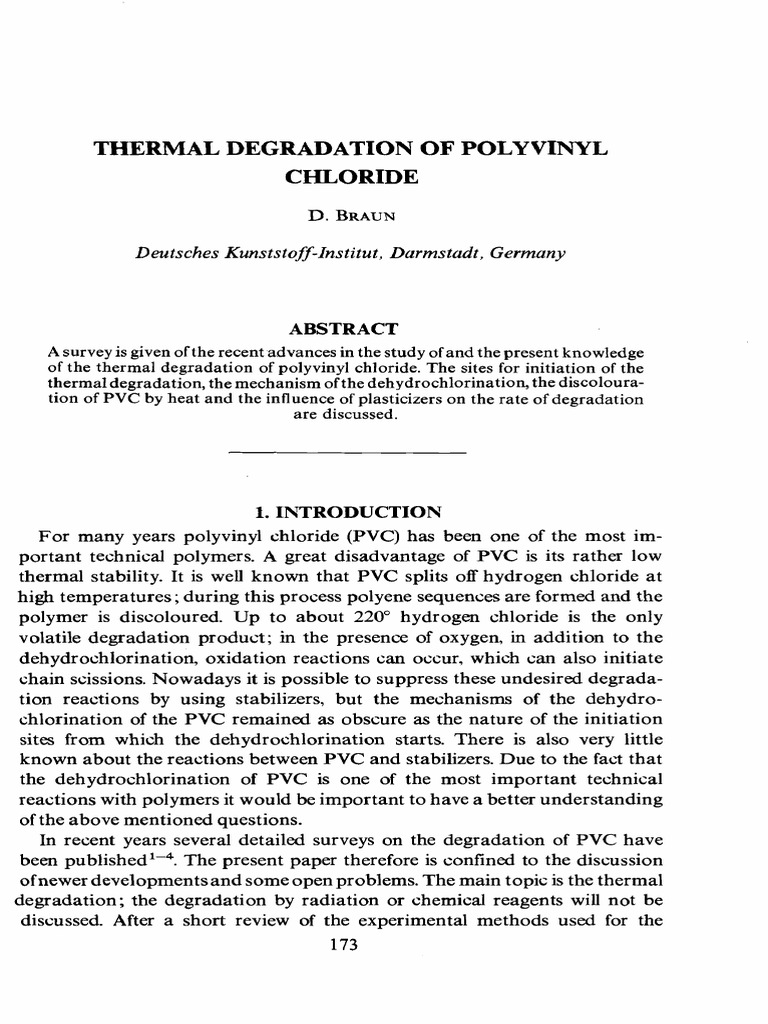 Thermal Degradation of Poly Vinyl Chlori | PDF | Polyvinyl Chloride ...