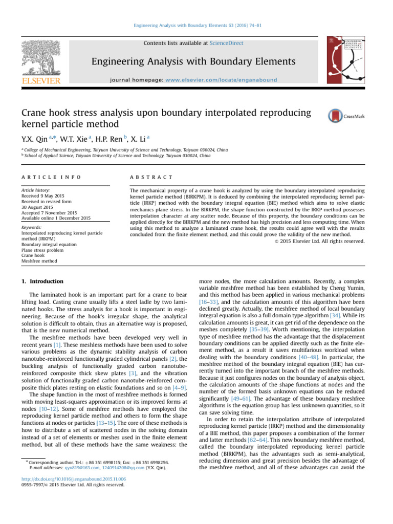 2 doc que li (Crane hook stress analysis upon boundary interpolated ...