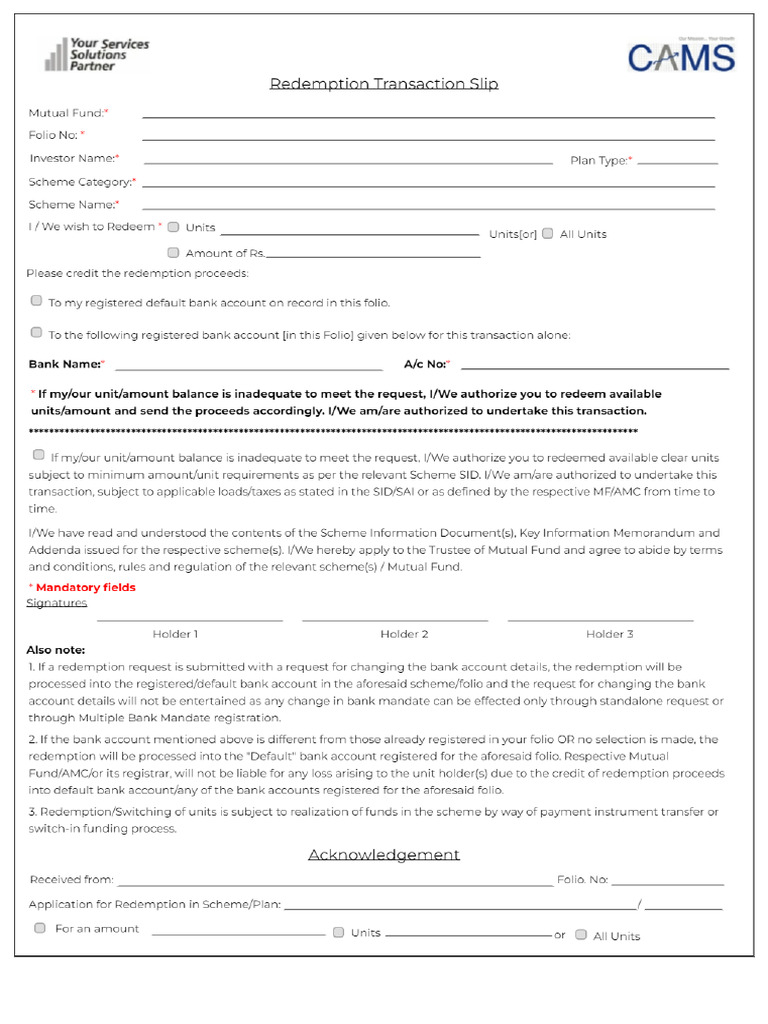 Redemption Transaction Slip | PDF