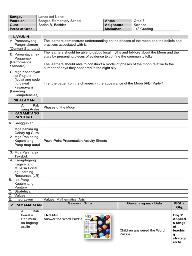 Phases of the Moon Lesson Plan | PDF | Moon | Periodic Phenomena