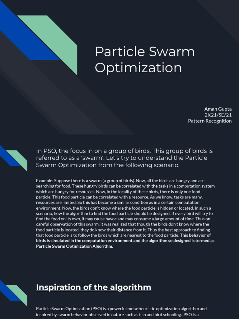 Particle Swarm Optimization Paper Pdf Algorithms Computational Science