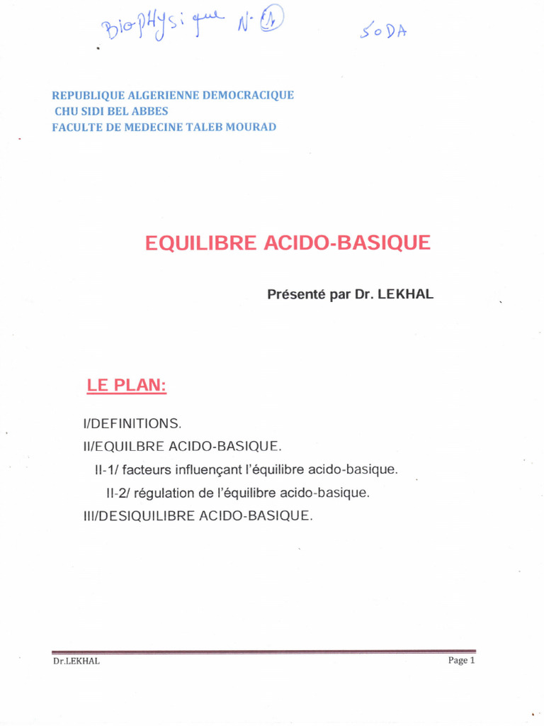 Biophysique Cour N 01 | PDF