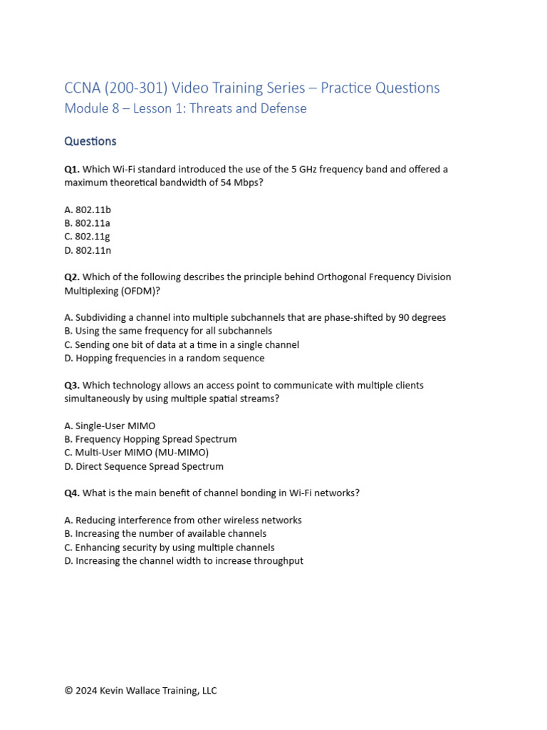 6.2.6 Module 6 - Lesson 2 Quiz | PDF | Ieee 802.11 | Wi Fi