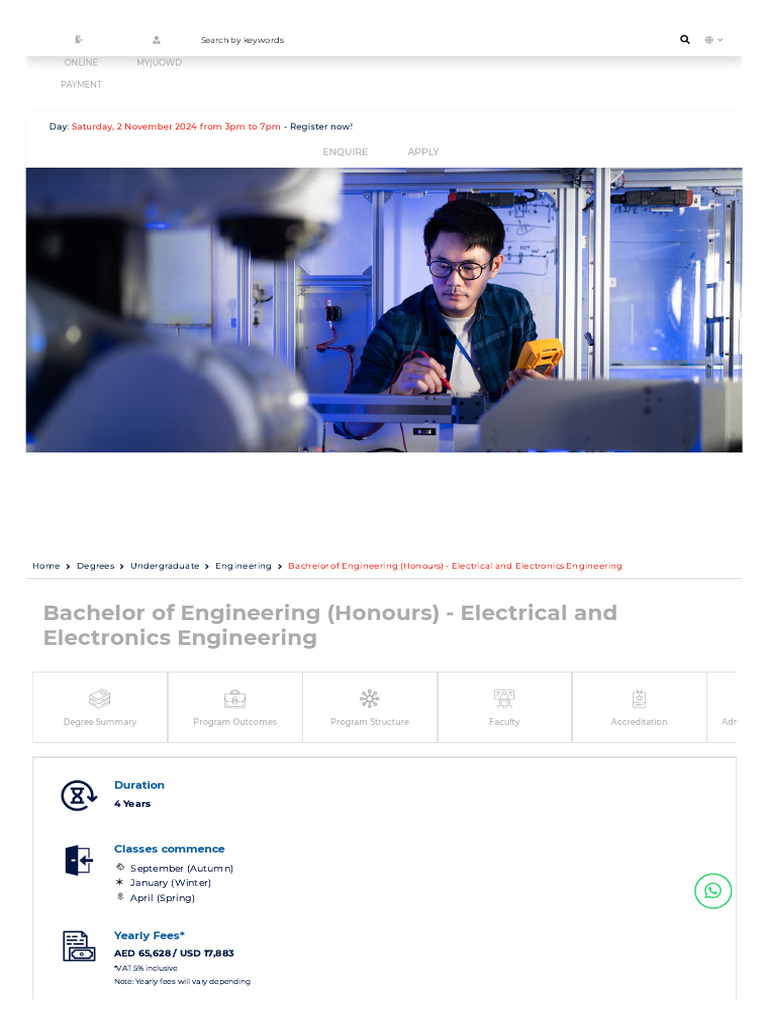 Bachelor of Electrical and Electronics Engineering Degree in Dubai - UOWD | PDF
