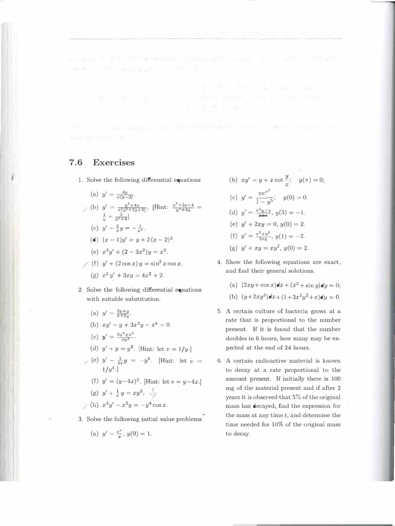 Ch7-8 ODE and Lapalace Ex | PDF | Equations | Applied Mathematics