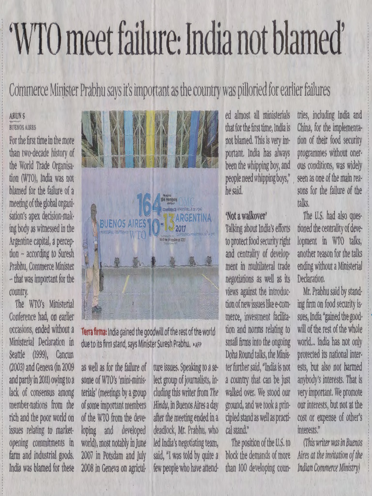 WTO Meet Failure Dec 2017 | PDF