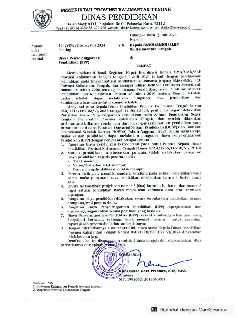 Surat Edaran Terkait BPP | PDF