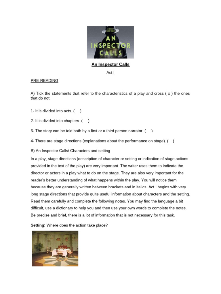 An Inspector Calls Act I Part1 | PDF