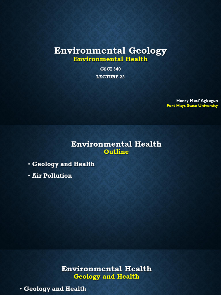 GSCI 340 Environmental Geology - Lecture 22 | PDF | Air Pollution | Environmental Health