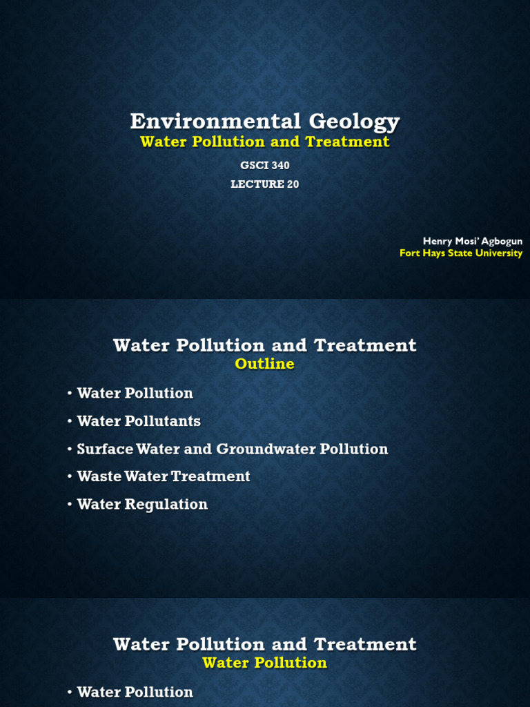 GSCI 340 Environmental Geology - Lecture 20 | PDF | Sewage Treatment ...