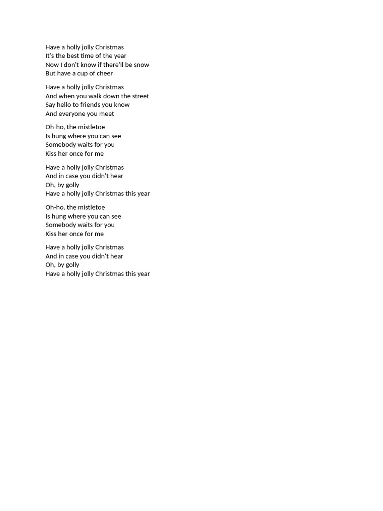 Holly Jolly Christmas Lyrics | PDF