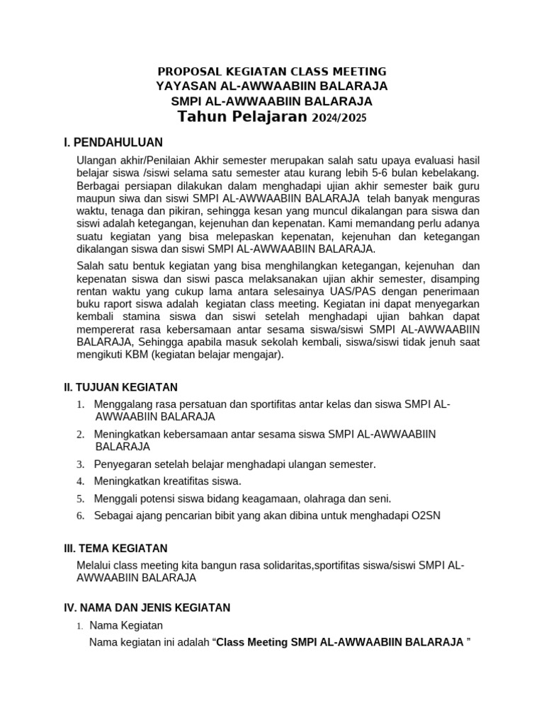 Proposal Classmeet SMP | PDF