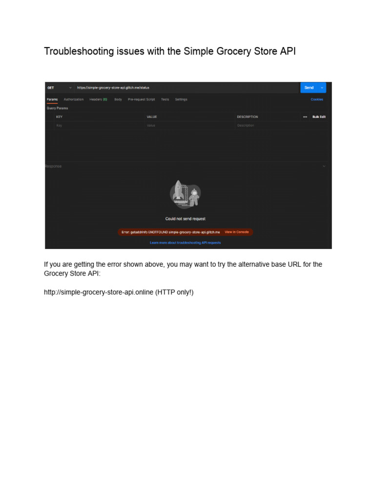 Troubleshooting Issues With The Simple Grocery Store API | PDF