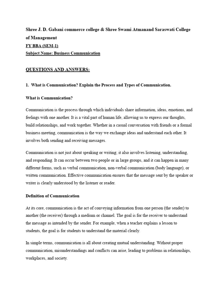 BC..Extra que&ans | PDF | Communication | Nonverbal Communication