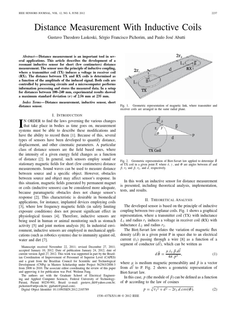 Distance Measurement With Inductive Coil | PDF | Inductor | Inductance