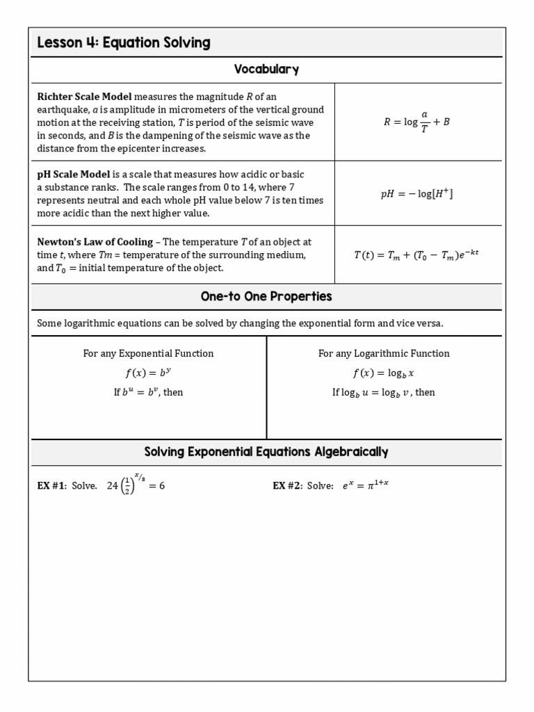 Notes 3.4-Logarithmic Equations | PDF | Logarithm | Mathematics