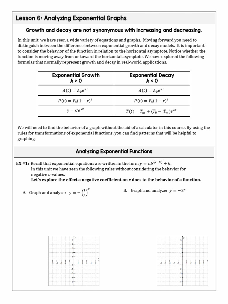 Notes 3.6-Analyzing Exponential Graphs | PDF | Exponential Function ...