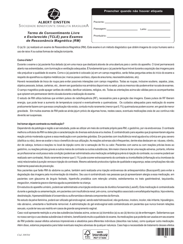 TCLE_Ressonancia_Magnetica_Questionario | PDF | Imagem de ressonância ...