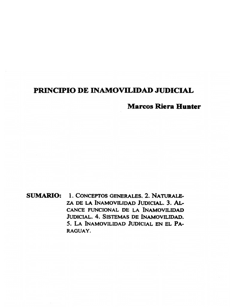 Marcos Riera Hunter Principio de Inamovilidad | PDF