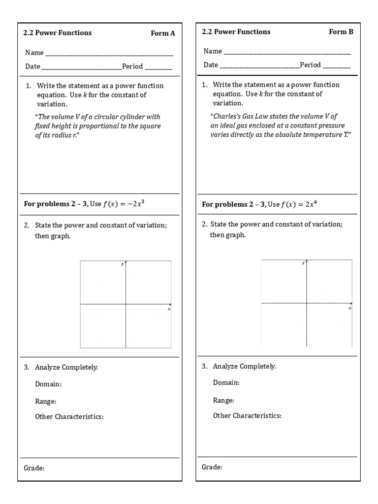 Quiz 2.2-Power Functions | PDF
