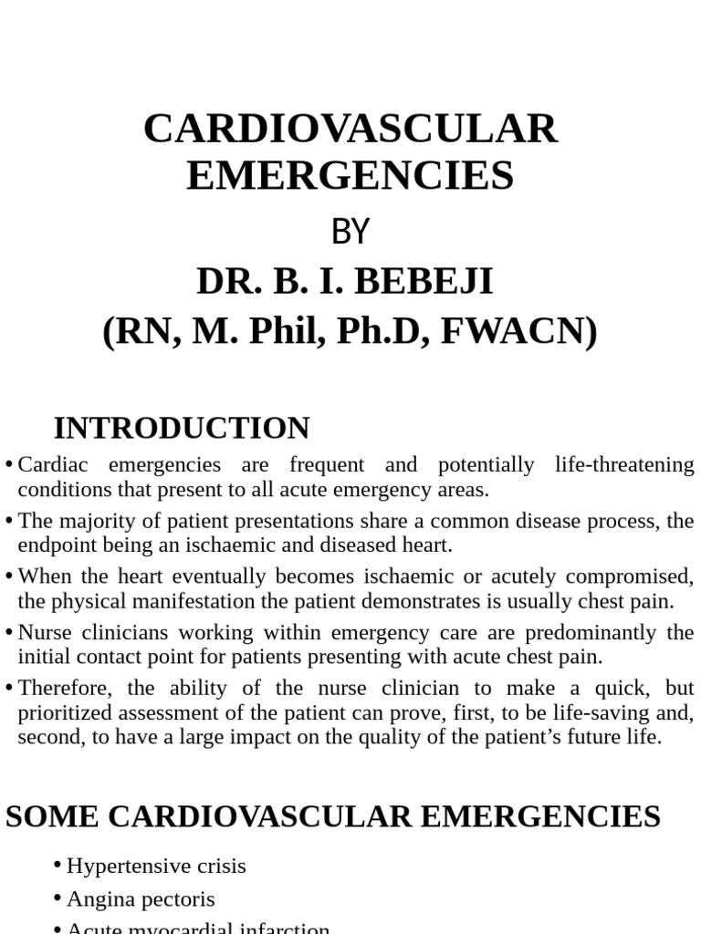 Cardiovascular Emergency | PDF | Myocardial Infarction | Atheroma