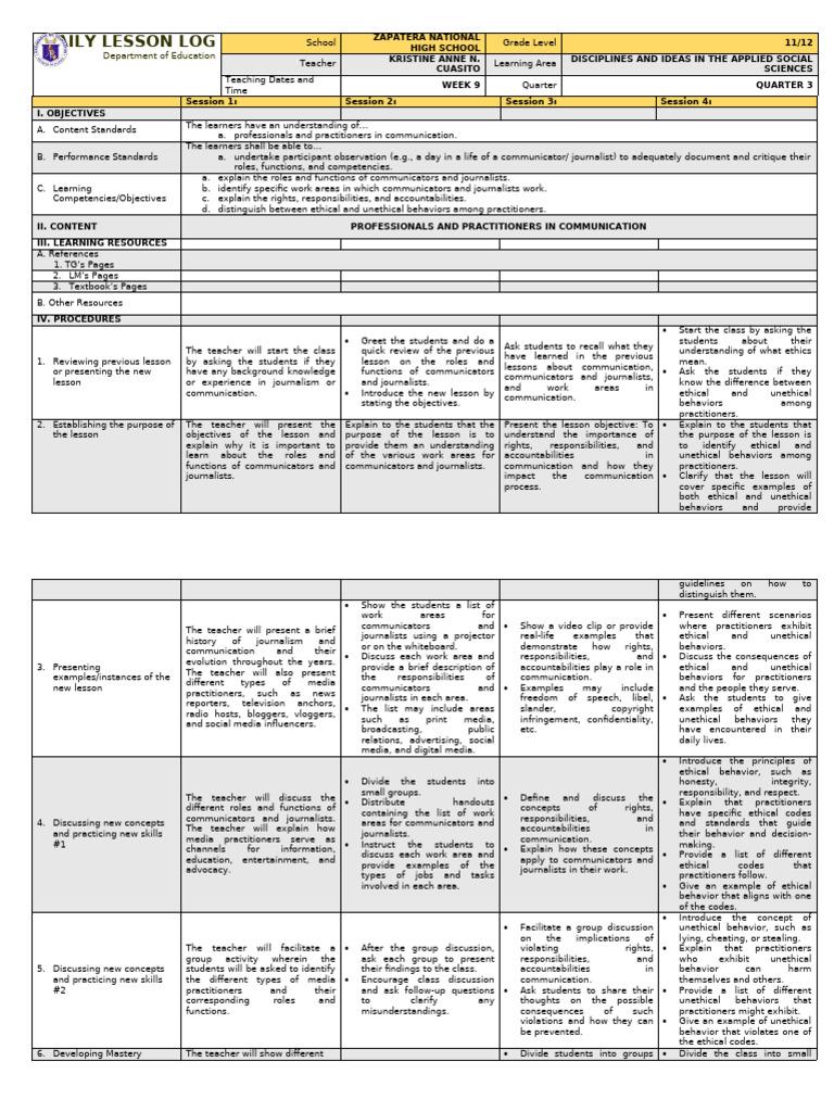 Diass Q3 Week9 | PDF | Learning | Teachers