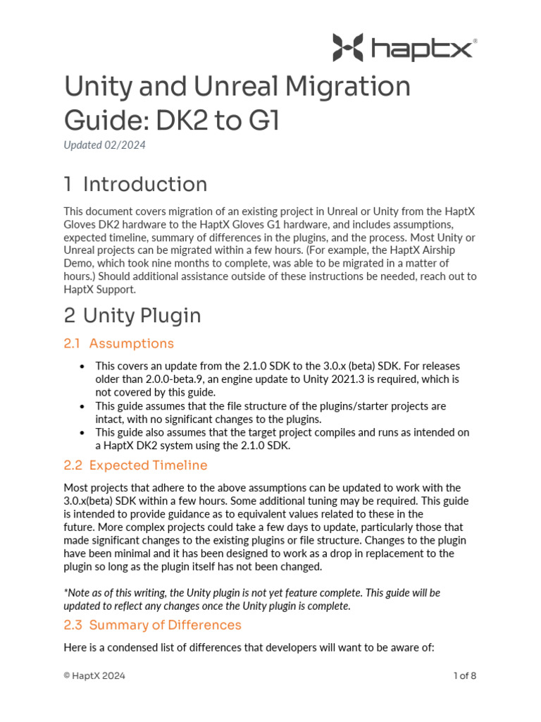 Unity and Unreal Migration Guide_DK2 to G1 | PDF | Computer File | Directory (Computing)