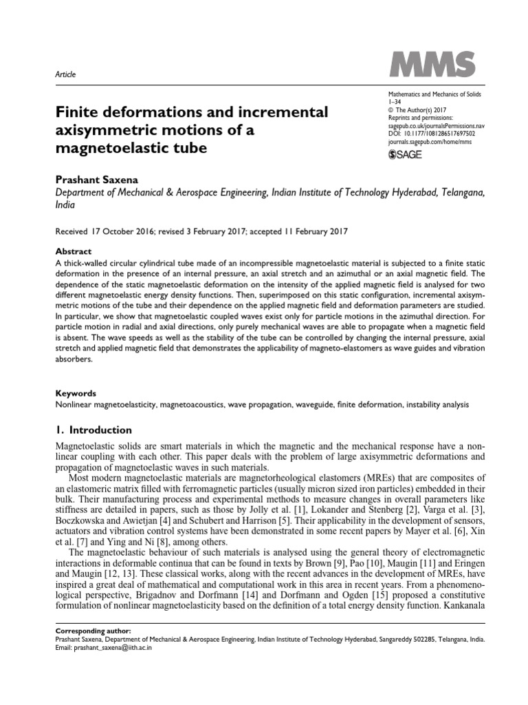 Finite Deformations and Incremental Axisymmetric Motions of A ...