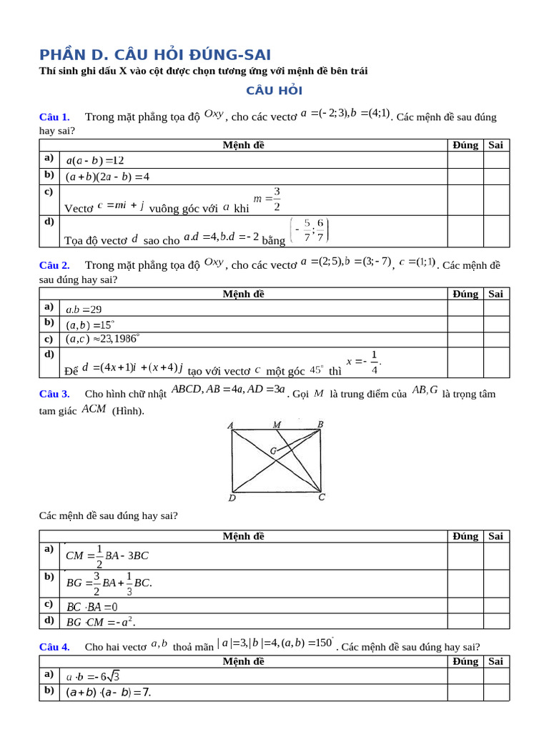 BÀI 11. ĐỀ TICH VO HUONG CUA HAI VECTO - DUNGSAI | PDF