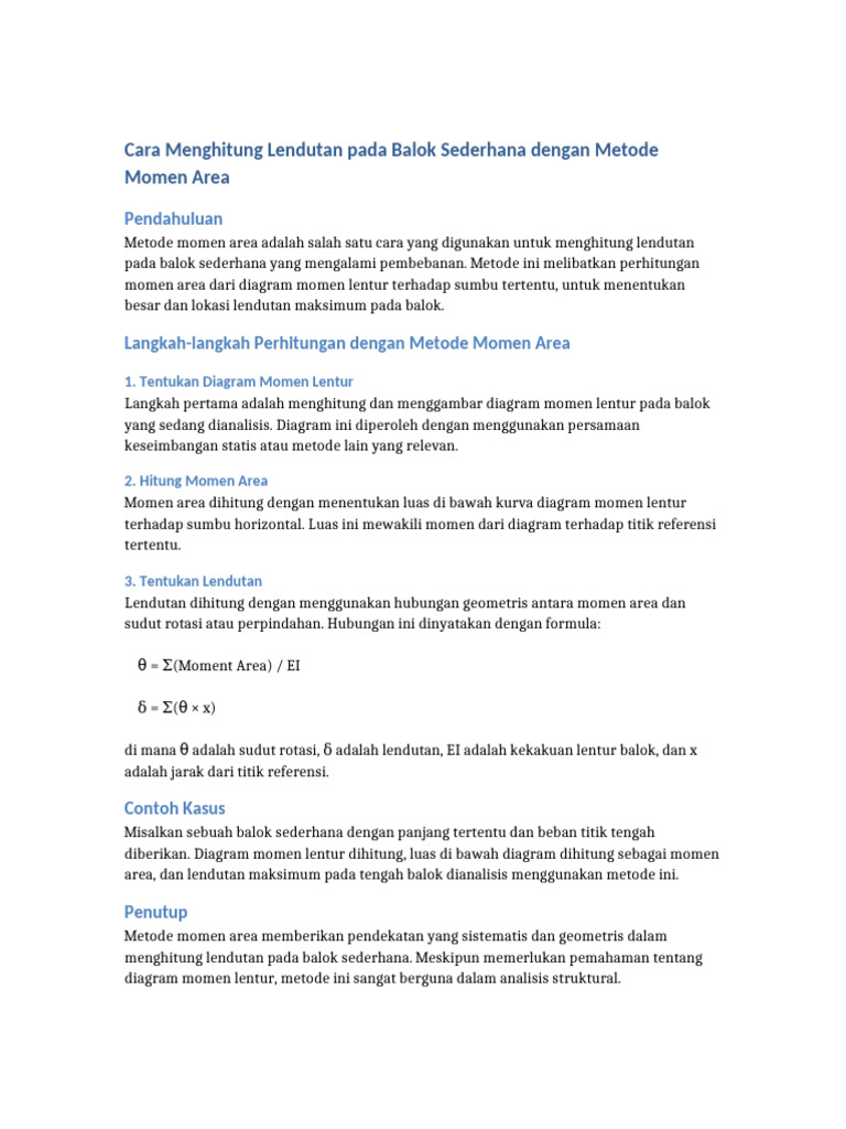 Menghitung Lendutan Balok: Metode Momen Area | PDF