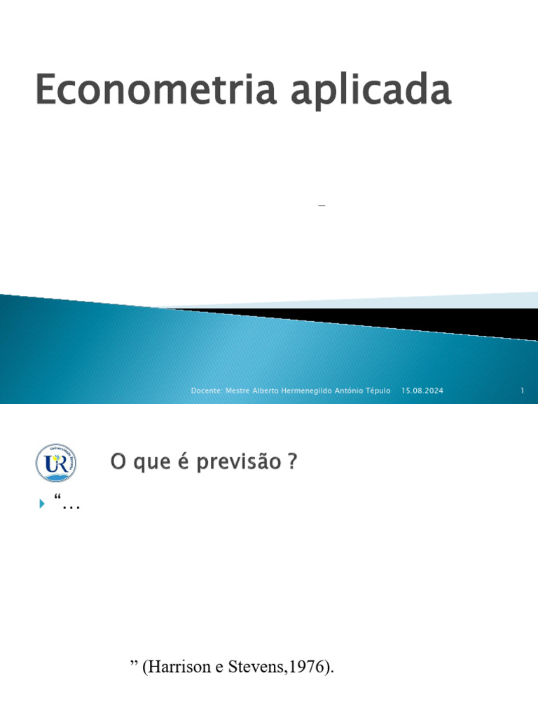 Powerpoint - Econometria Aplicada Matematica-4o Ano | PDF | Séries temporais | Média móvel