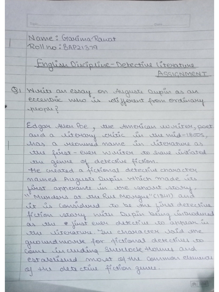 Detective Literature Assignment | PDF