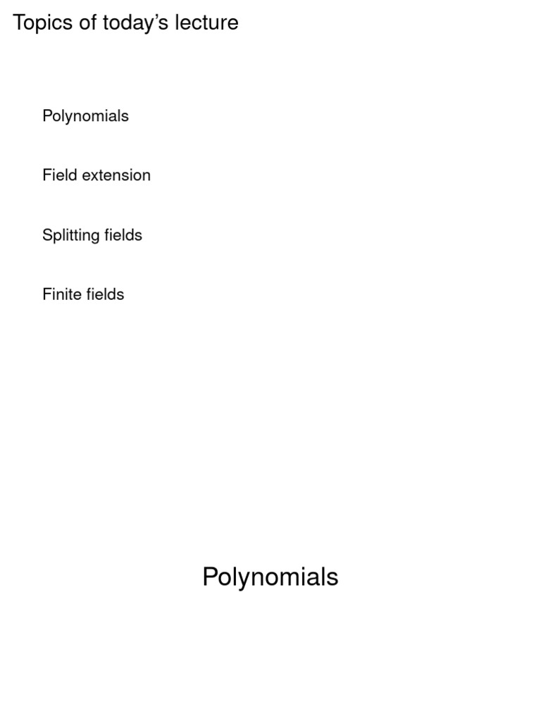 LectureSlides15 | PDF | Polynomial | Field (Mathematics)