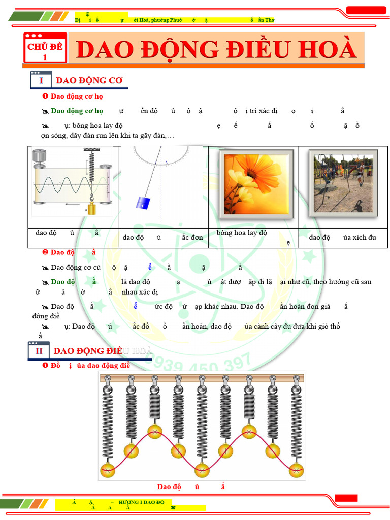 Chủ đề 1 DAO ĐỘNG ĐIỀU HOÀ | PDF