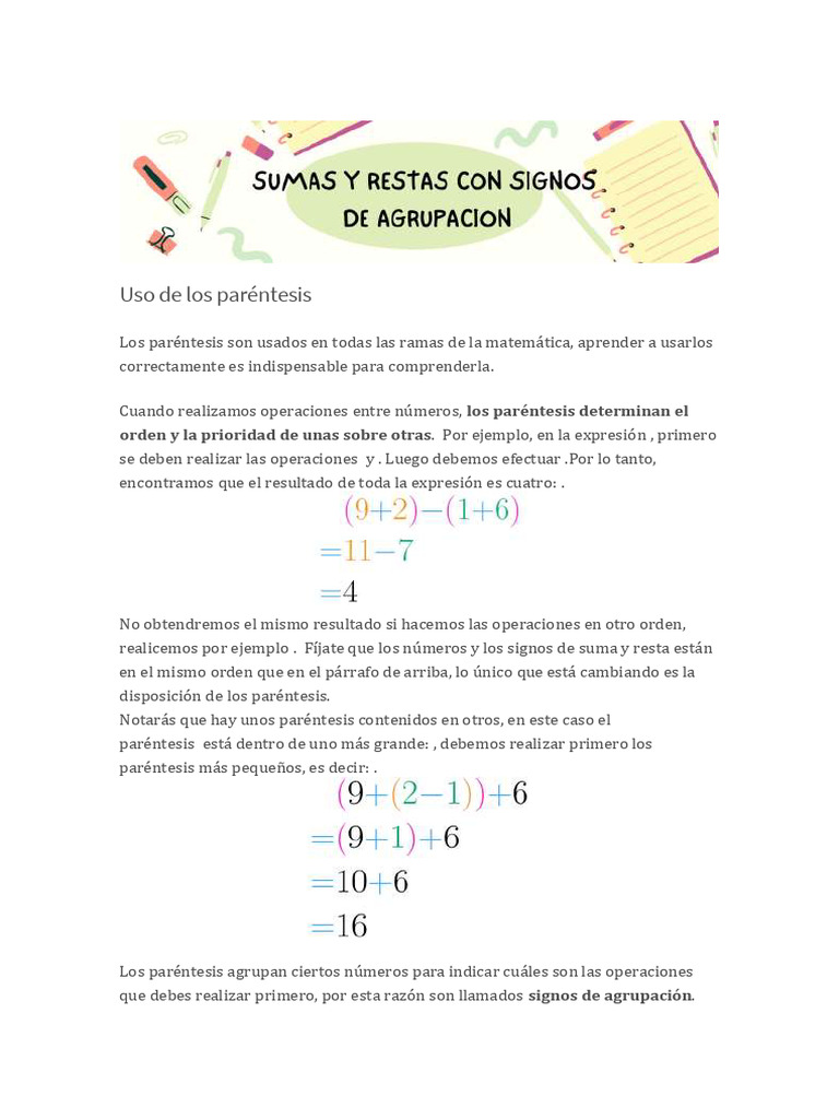 Uso de Los Paréntesis | PDF