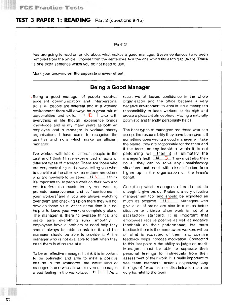 FCE Practice Tests - Test 3 | PDF | Recycling | Teachers