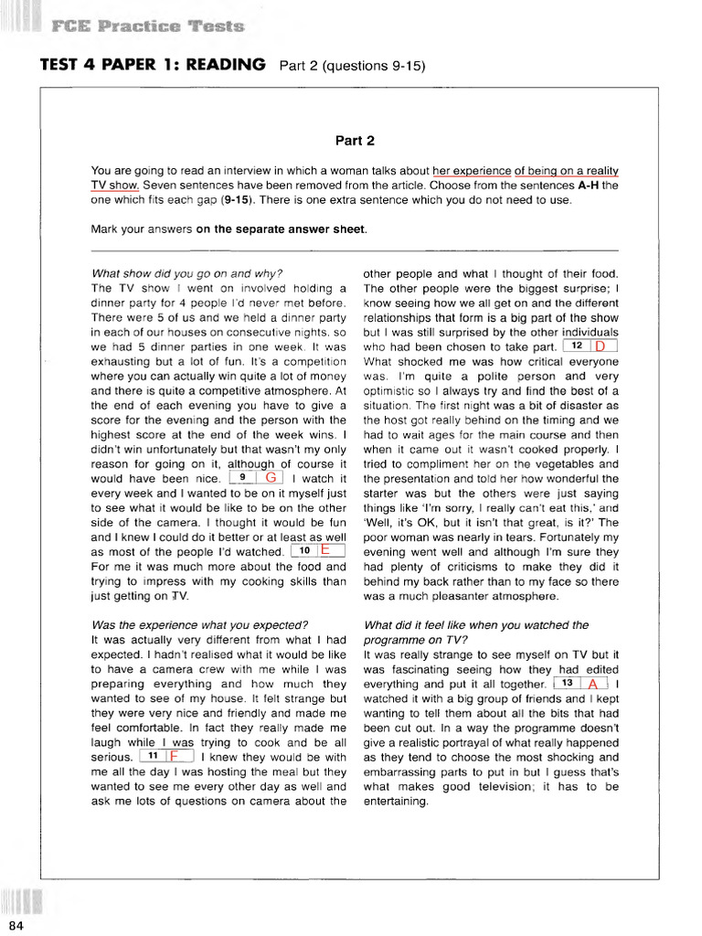 FCE Practice Tests - Test 4 | PDF | Beach