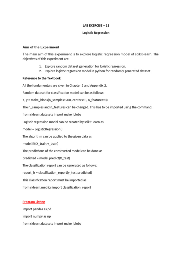 Lab EXERCISE 11 - Logit - Corrected | PDF