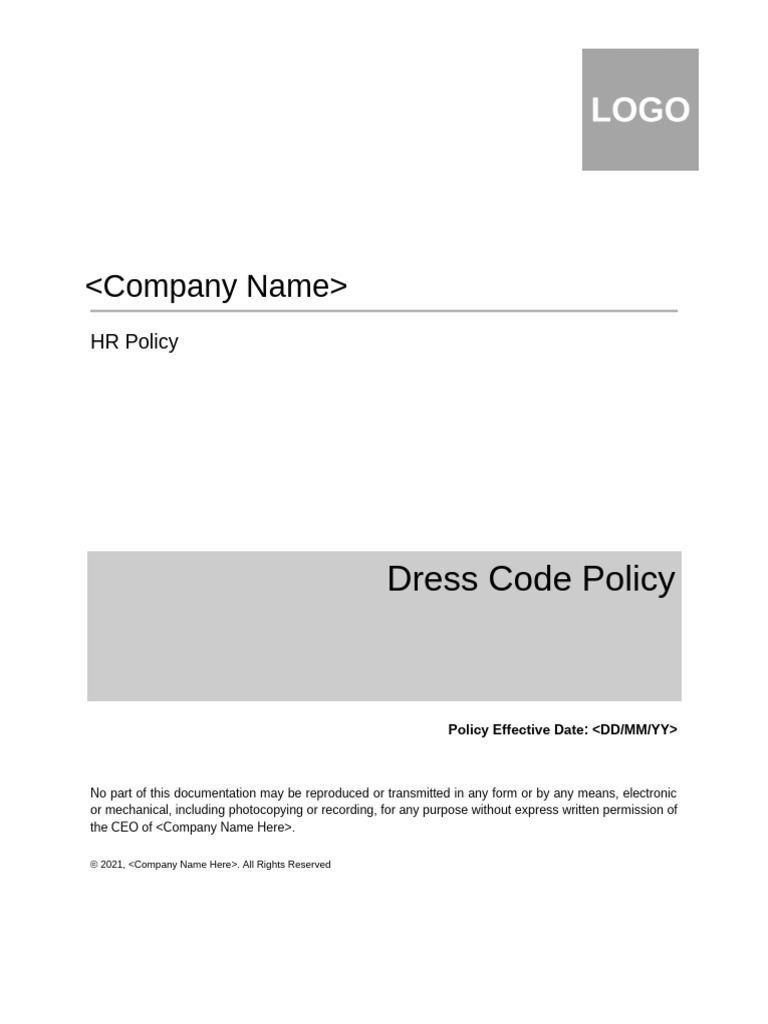 Dress Code Policy Overview | PDF | Trousers | Jeans
