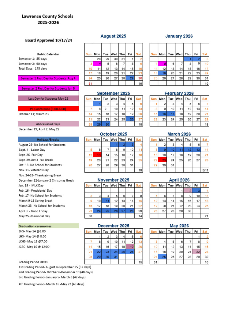 2025-26 School Calendar Public View - Boe Approved-1 | PDF | Observances | Holidays