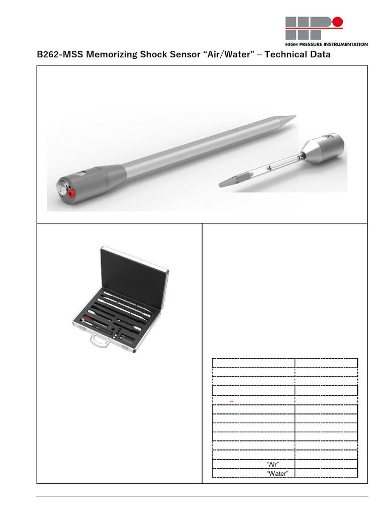 B262-MSS Memorizing Shock Sensor Air/ Technical Data | PDF | Computer Engineering | Computing
