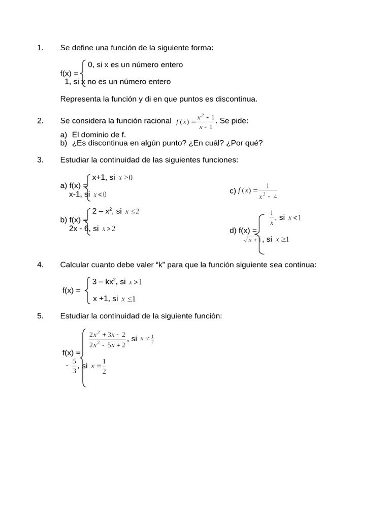Ejercicios de Continuidad | PDF