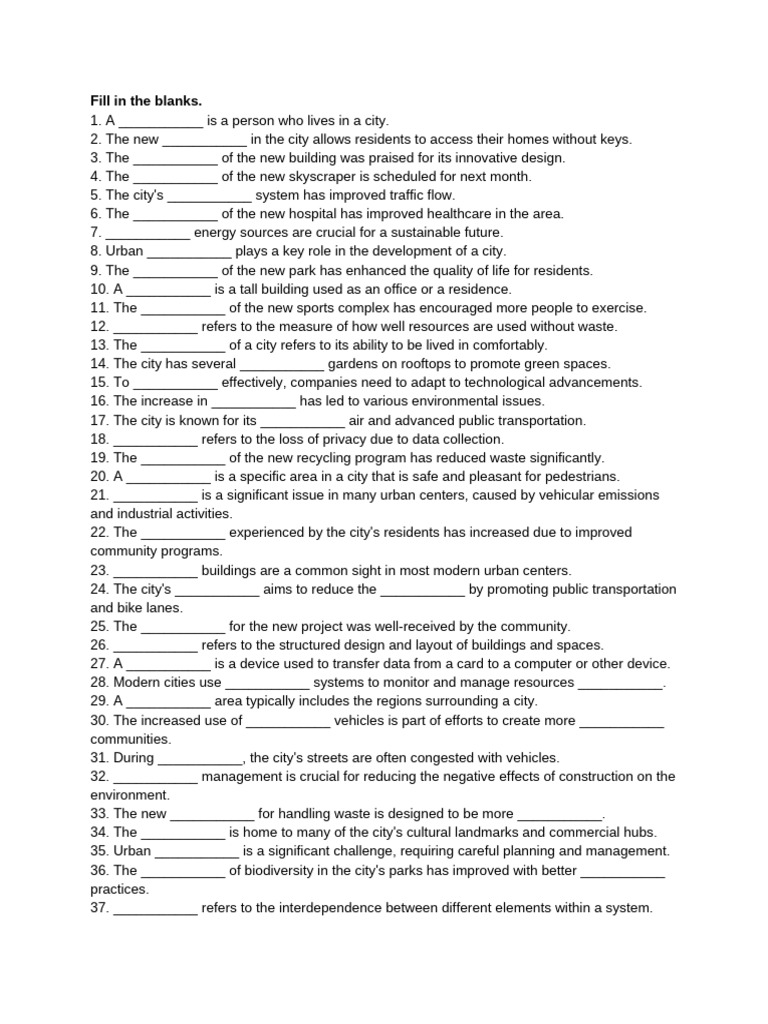 Fill in the blanks | PDF | Waste | Transport